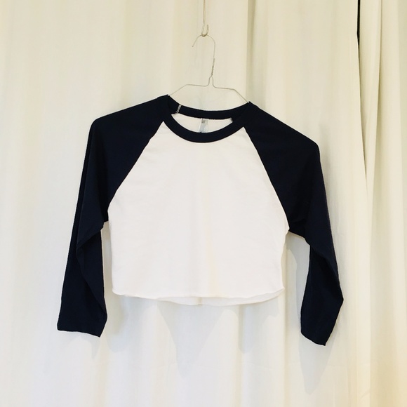 American Apparel | Tops | American Apparel Cropped Baseball Tee | Poshmark
